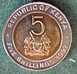 Monedas de México y el Mundo: Kenia: 5 Chelines de 1997
