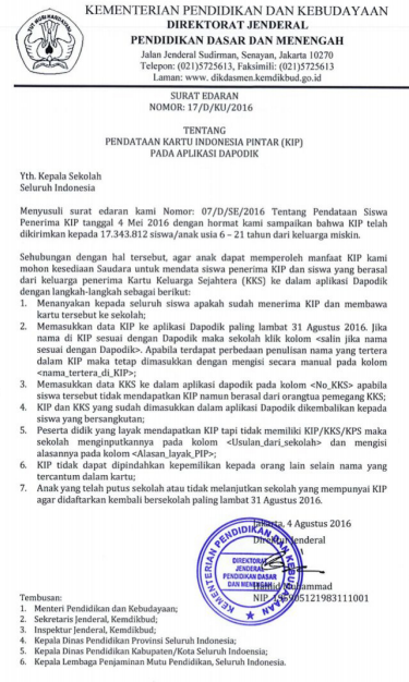 Kantor Guru: SURAT EDARAN DIRJEN DIKDASMEN TENTANG PENDATAAN KIP DAN ... Kantor Guru: SURAT EDARAN DIRJEN DIKDASMEN TENTANG PENDATAAN KIP DAN ...