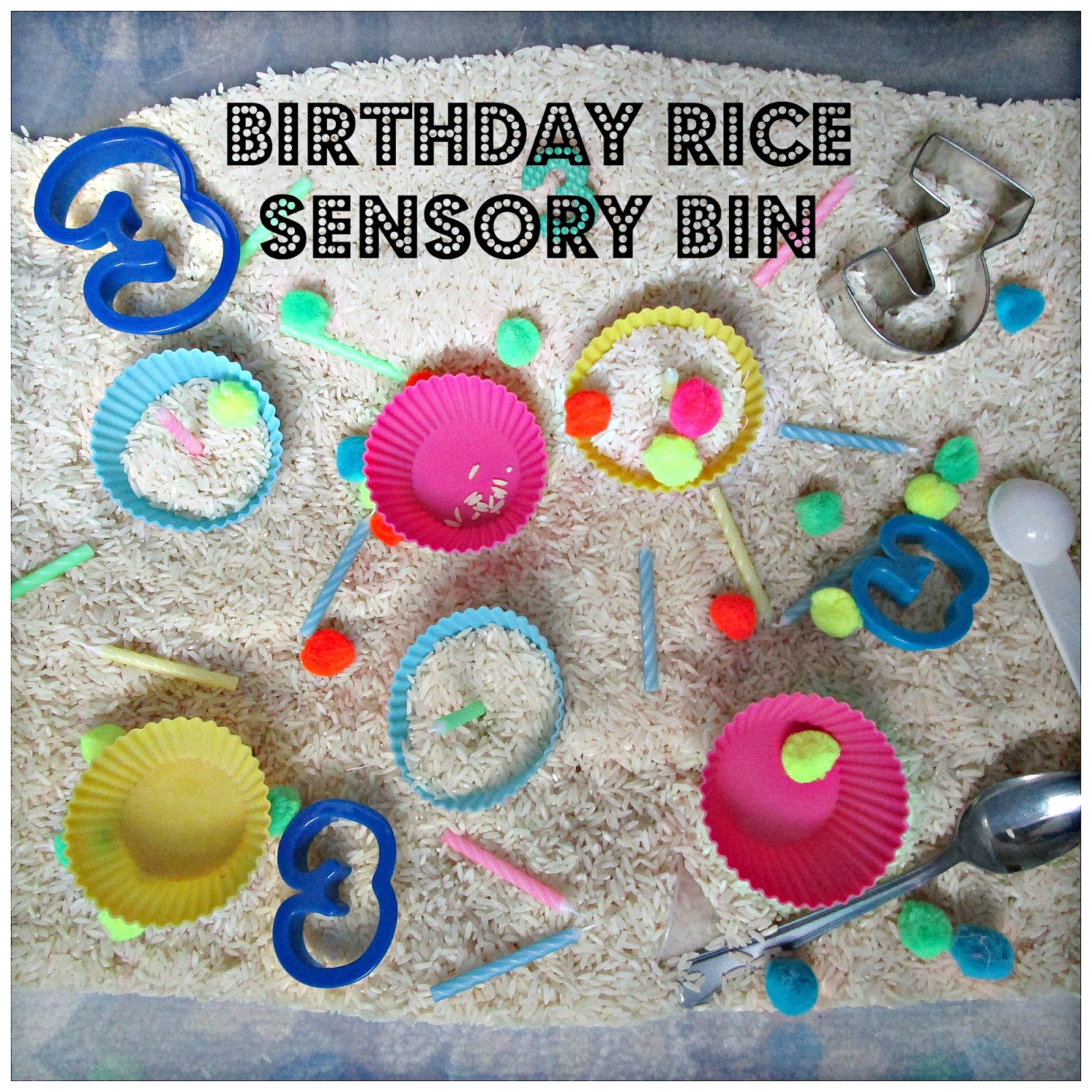 A Mommy's Adventures: Birthday Rice Sensory Bin