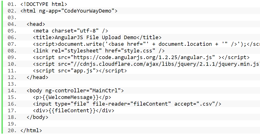 Read CSV file content using Angular Directive.