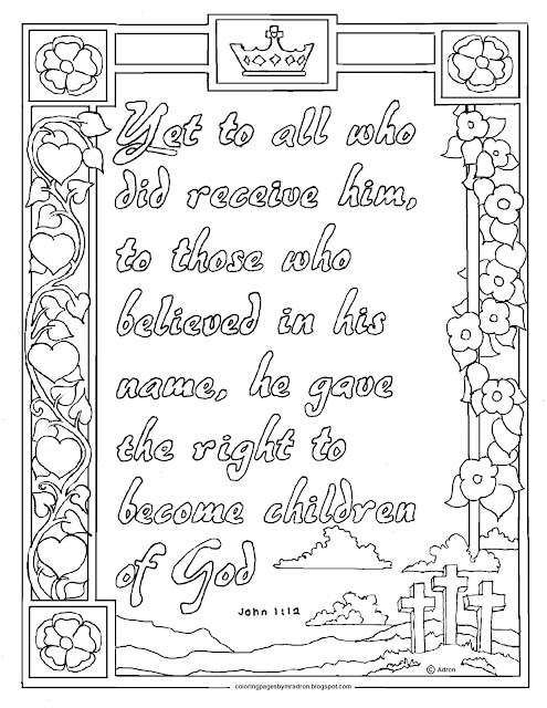 Coloring Pages for Kids by Mr. Adron: John 1:12 Print and Color page