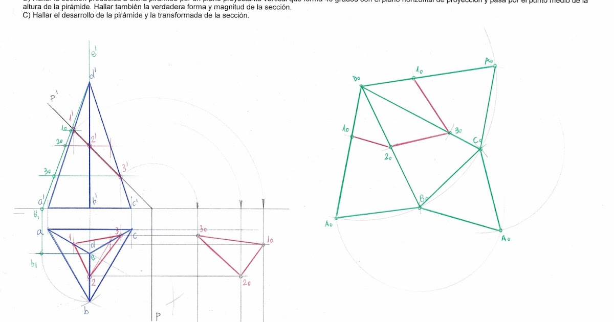 EL DOMINIO DEL DIBUJO: Desarrollo de una pirámide recta y transformada ...