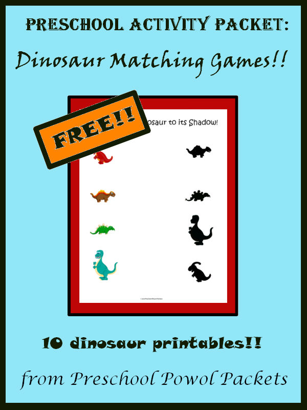 {FREE} Dinosaur Matching Packet!! | Preschool Powol Packets