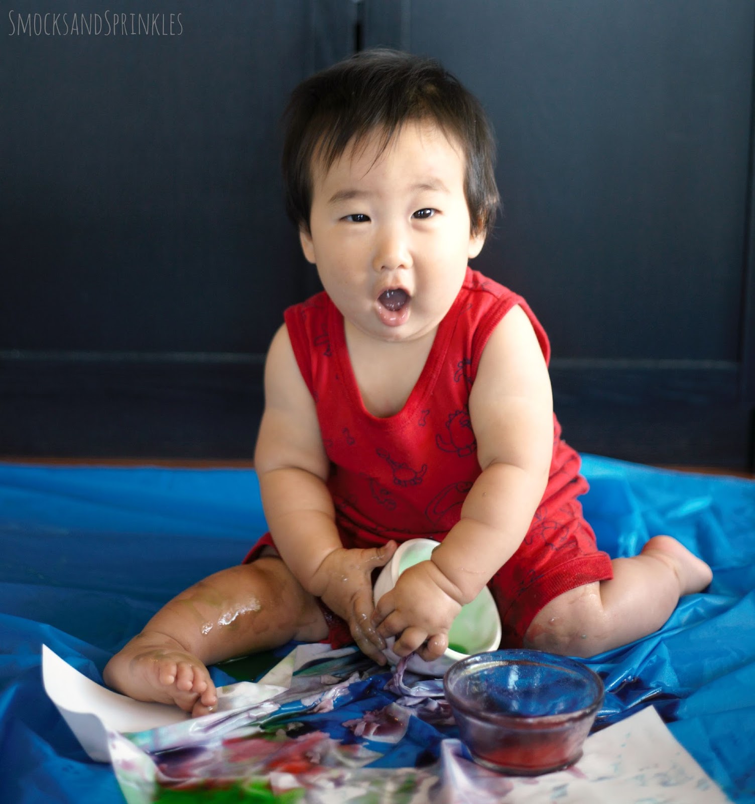 Smocks and Sprinkles: Playing with Pudding - Baby Sensory Activity