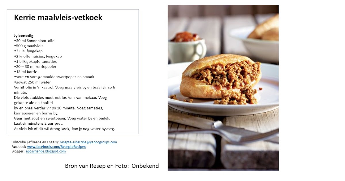 Lekker Resepte : Kerrie maalvleis vetkoek
