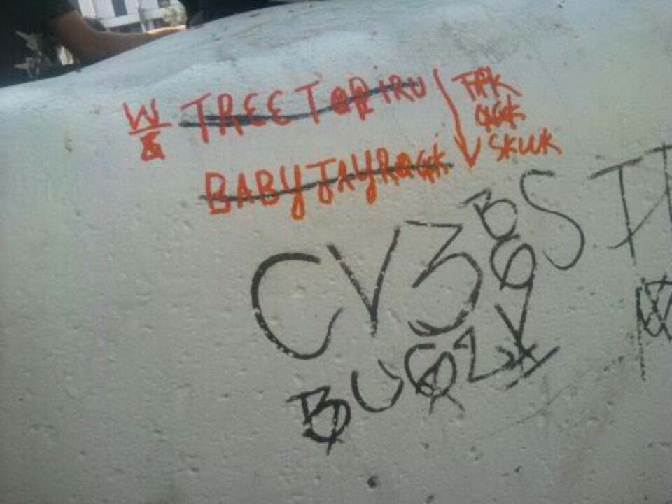 sureno 13 gangs graffiti: compton varrio threes 3 ( CV3 )