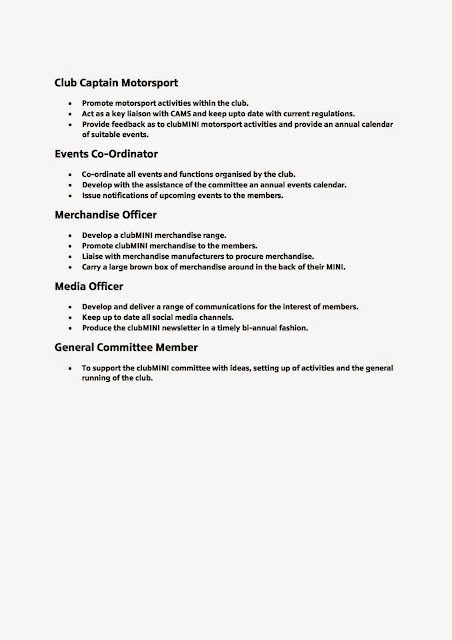 MINI Adventures: Committee - Position Descriptions