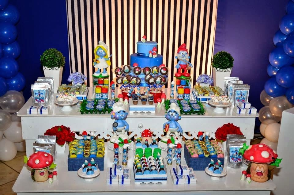 Cacá Arteira: Festa Personalizada - Tema Smurfs
