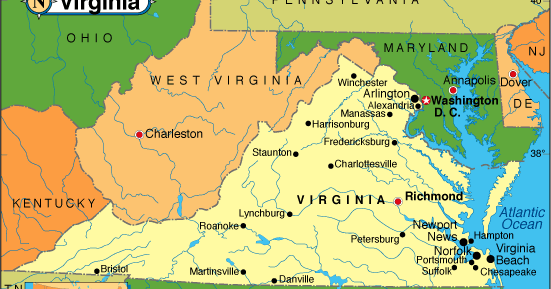 Carte de la Virginie Departement Région - Carte du Monde Departement ...