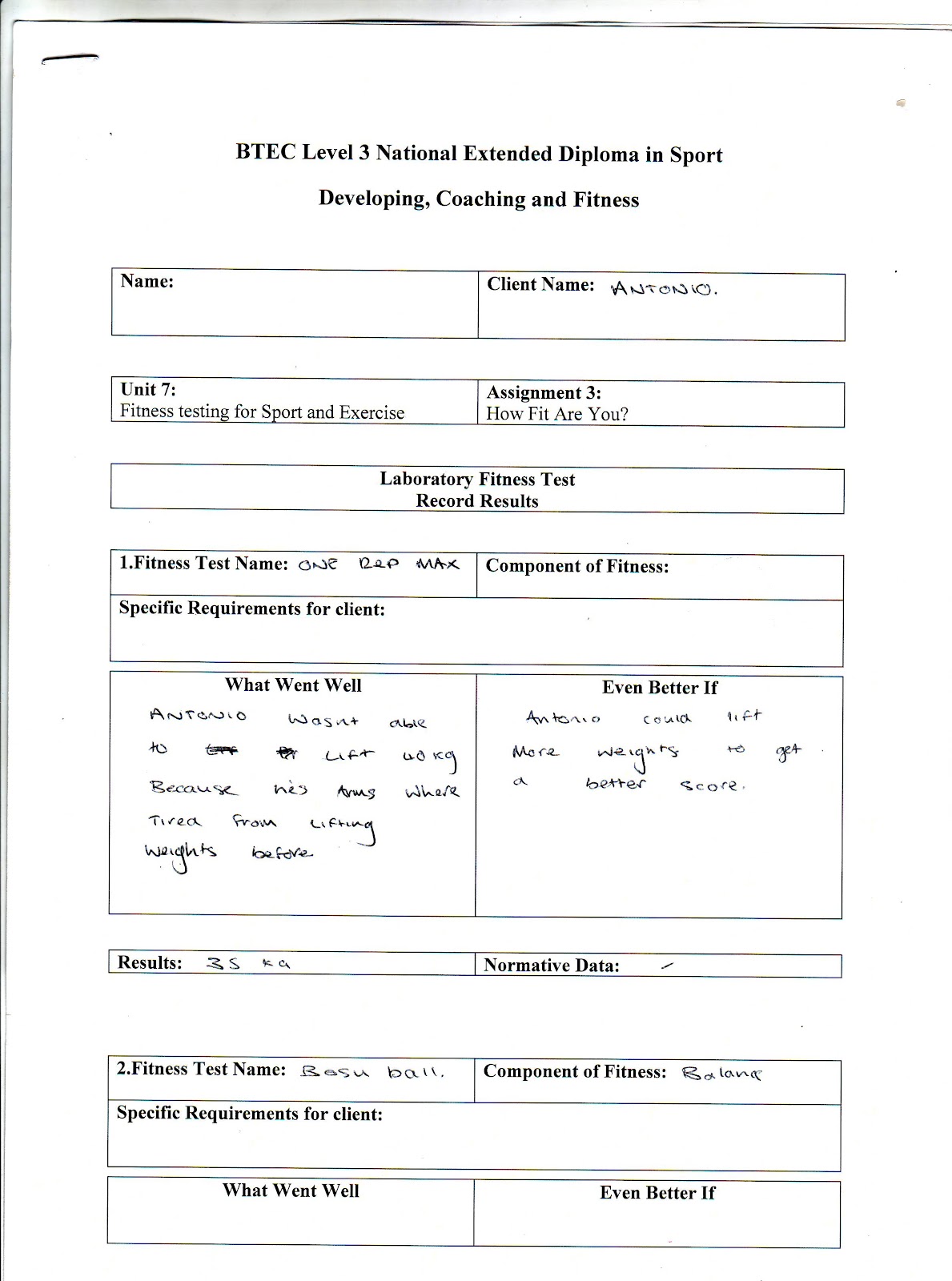 Fitness Testing For Sport And Exercise: Fitness tests, Normative data ...