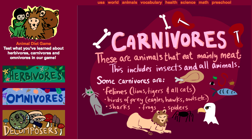 The English Cubby: Animal eating habits games