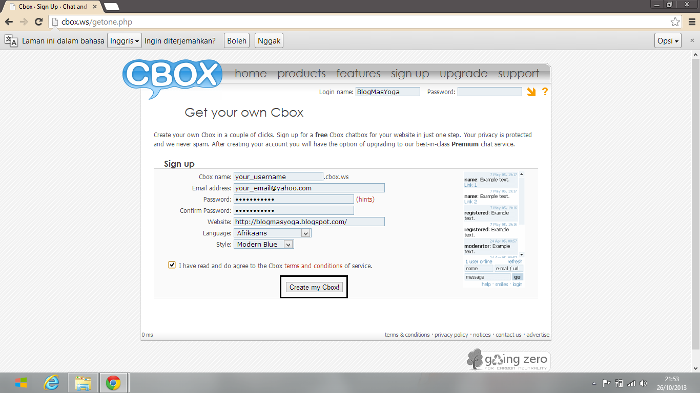 Cara Memasang Kotak Chat (Cbox) pada Blog ~ Blog Mas Yoga
