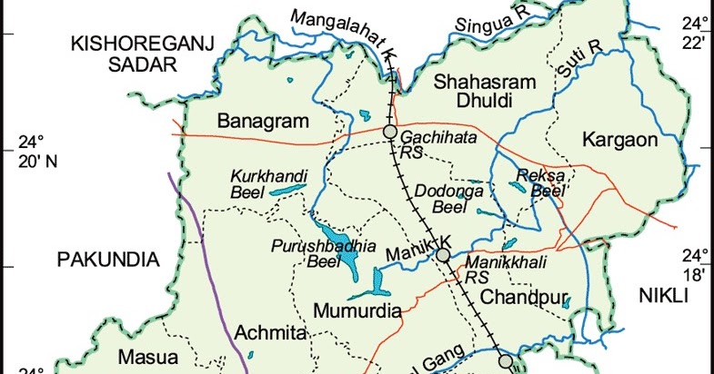 Katiadi Upazila Map, Kishoregonj District, Bangladesh
