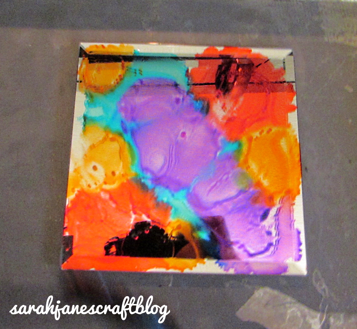 Fired Alcohol Ink on a Mirror Plate
