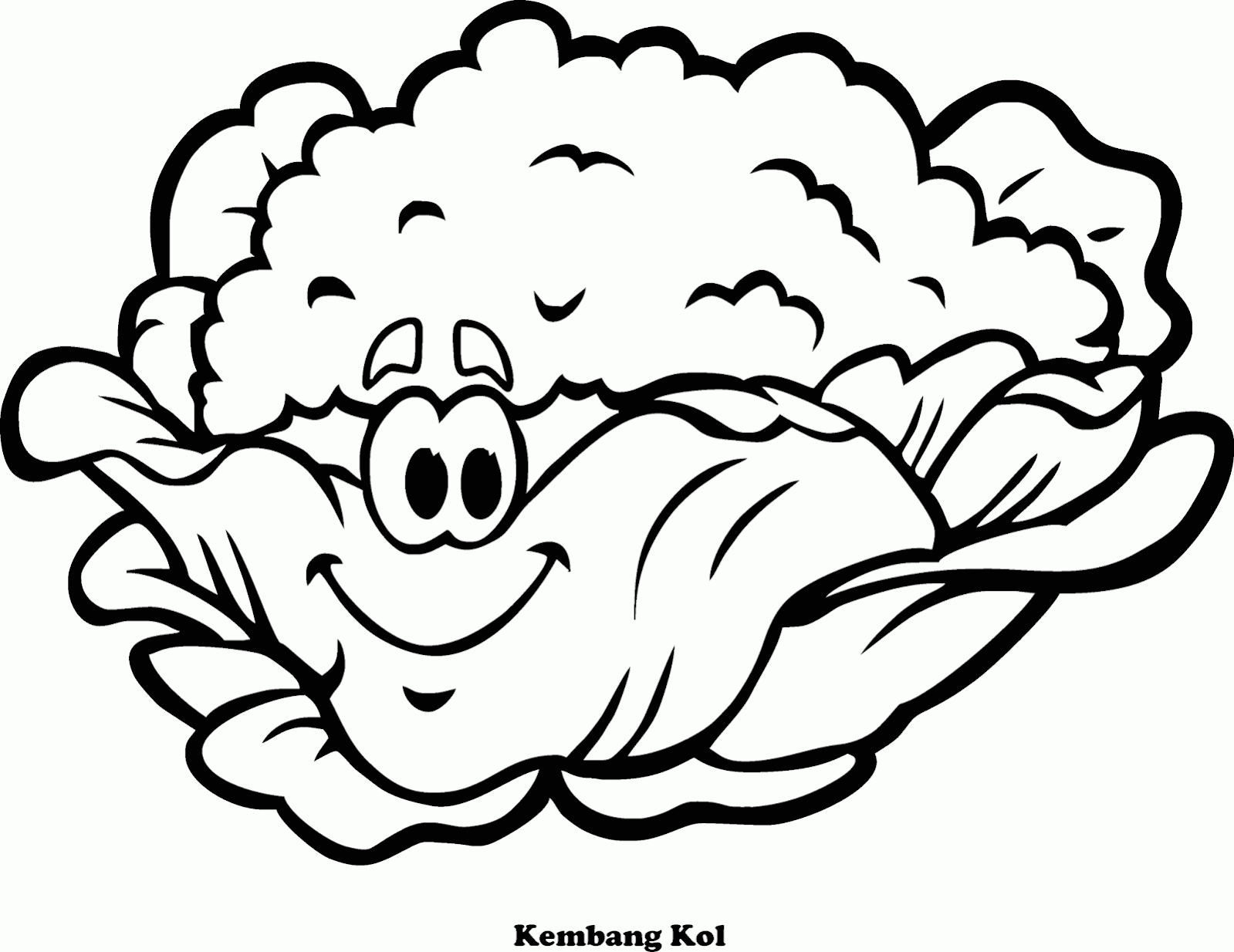 Mewarnai Gambar Kembang Kol Versi Kartun - Contoh Anak PAUD
