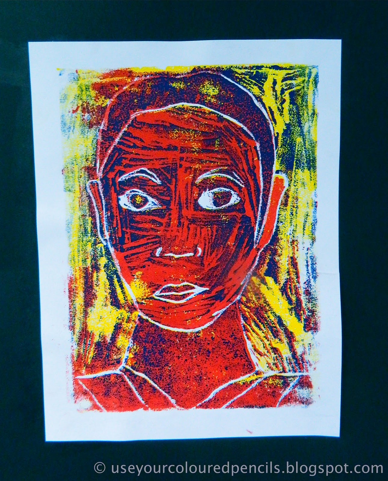 Use Your Coloured Pencils: Self Portrait Foam Reduction Prints