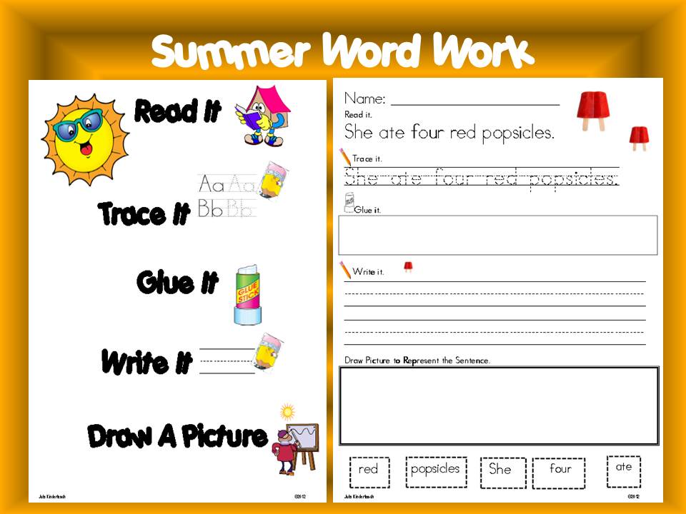 Juls Kinder Teach Zone: Word Work & Sentence Writing
