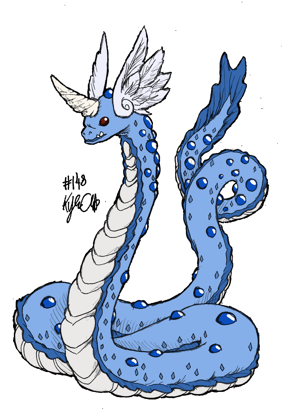 KYLE DRAWS POKEMONS: 148 Dragonair