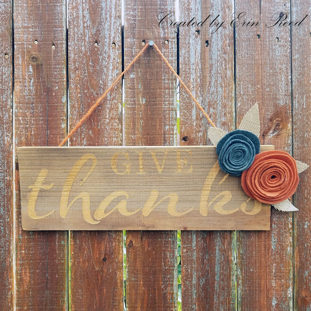 Erin Reed Makes: DIY "Give Thanks" Stenciled Fall Wood Sign