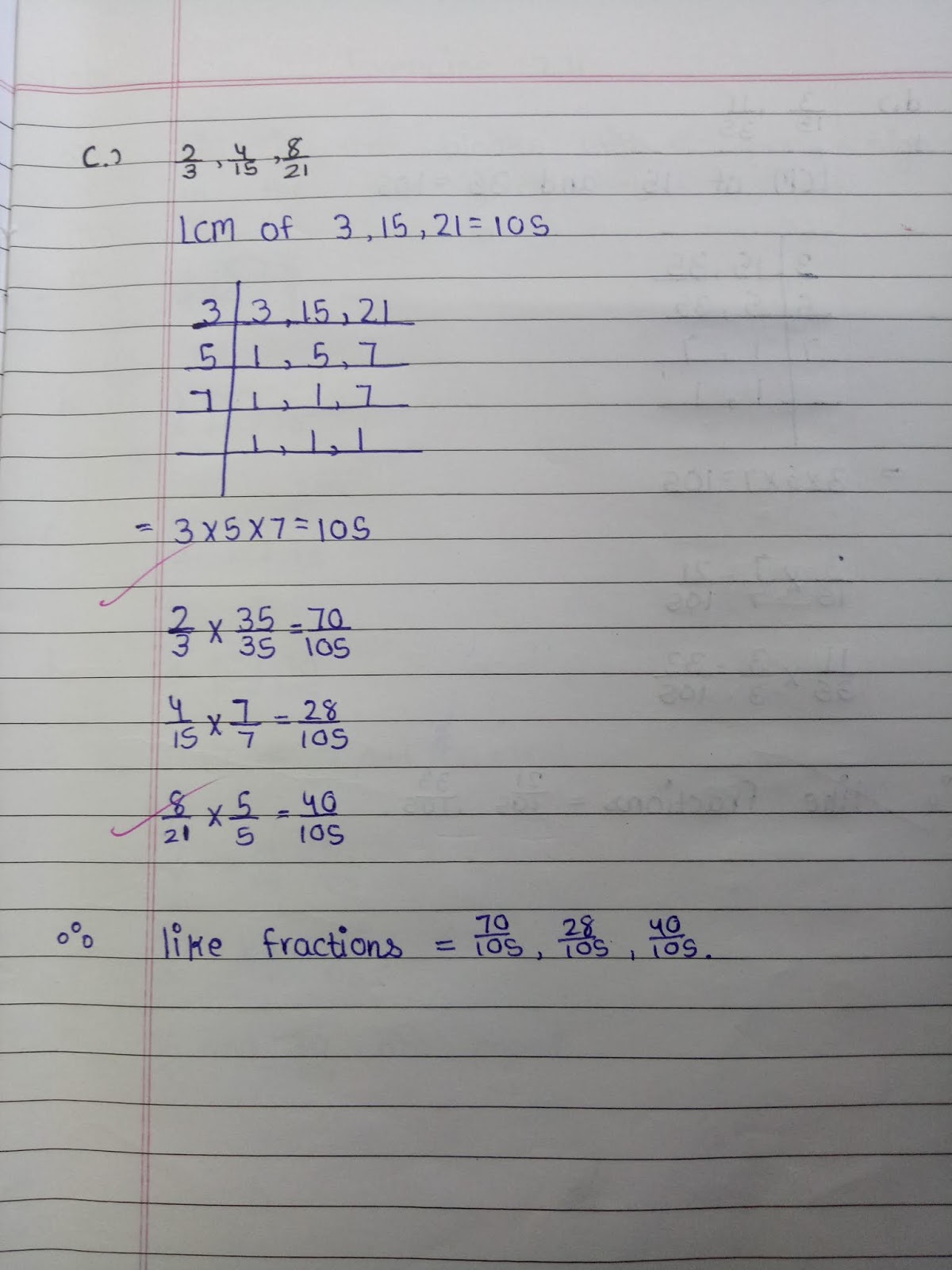Math ch-Fractions notebook work