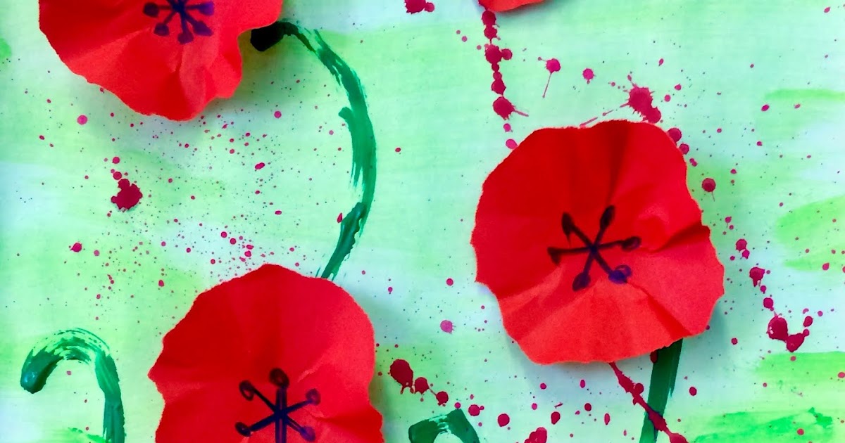 Colaj: „Câmpul cu maci” - Materiale didactice de 10(zece)