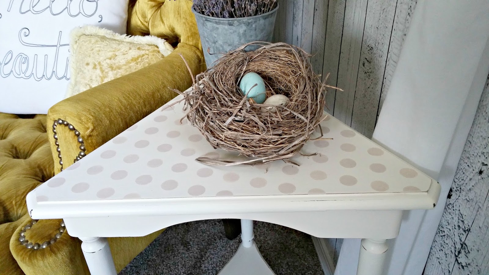 Triangle Side Table Makeover - Little Vintage Cottage