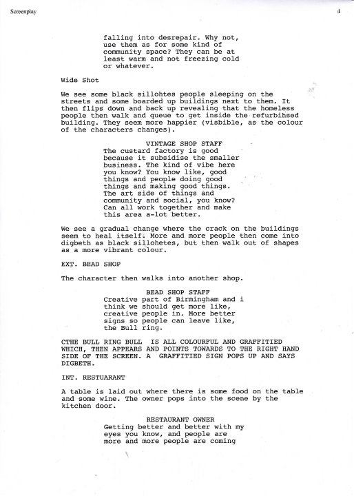 Awath Animation: Digbeth- ScreenPlay & Animatic