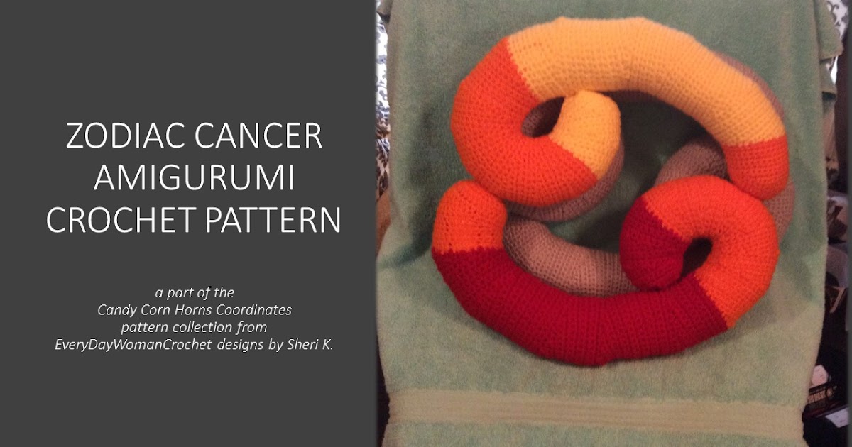 Candy Corn Horns: Zodiac Cancer Amigurumi Crochet Pattern.