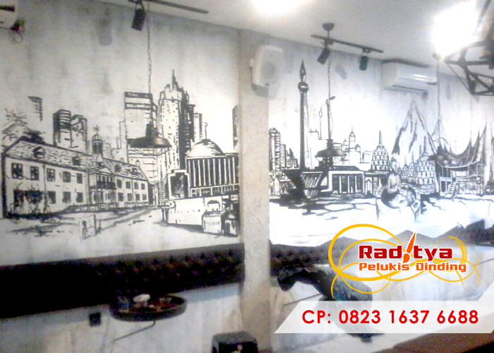 7 Contoh Mural Hitam Putih Simple & Elegan - Mural 3D Indonesia