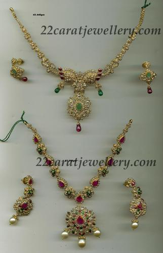 Uncut Diamond (Chakri) SImple Short Sets 2 - Jewellery Designs