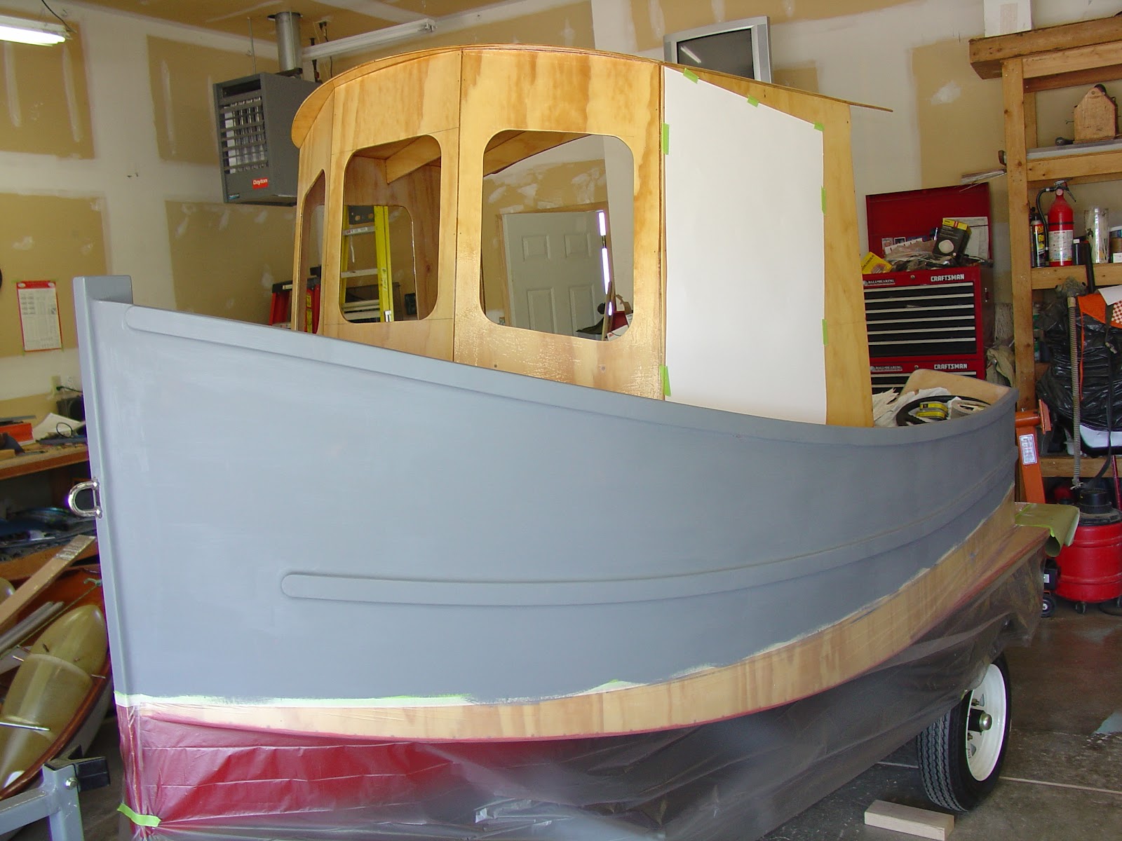 Todd's Mini-Tug Boat Building Journal: Trailer Work; Hull Primered
