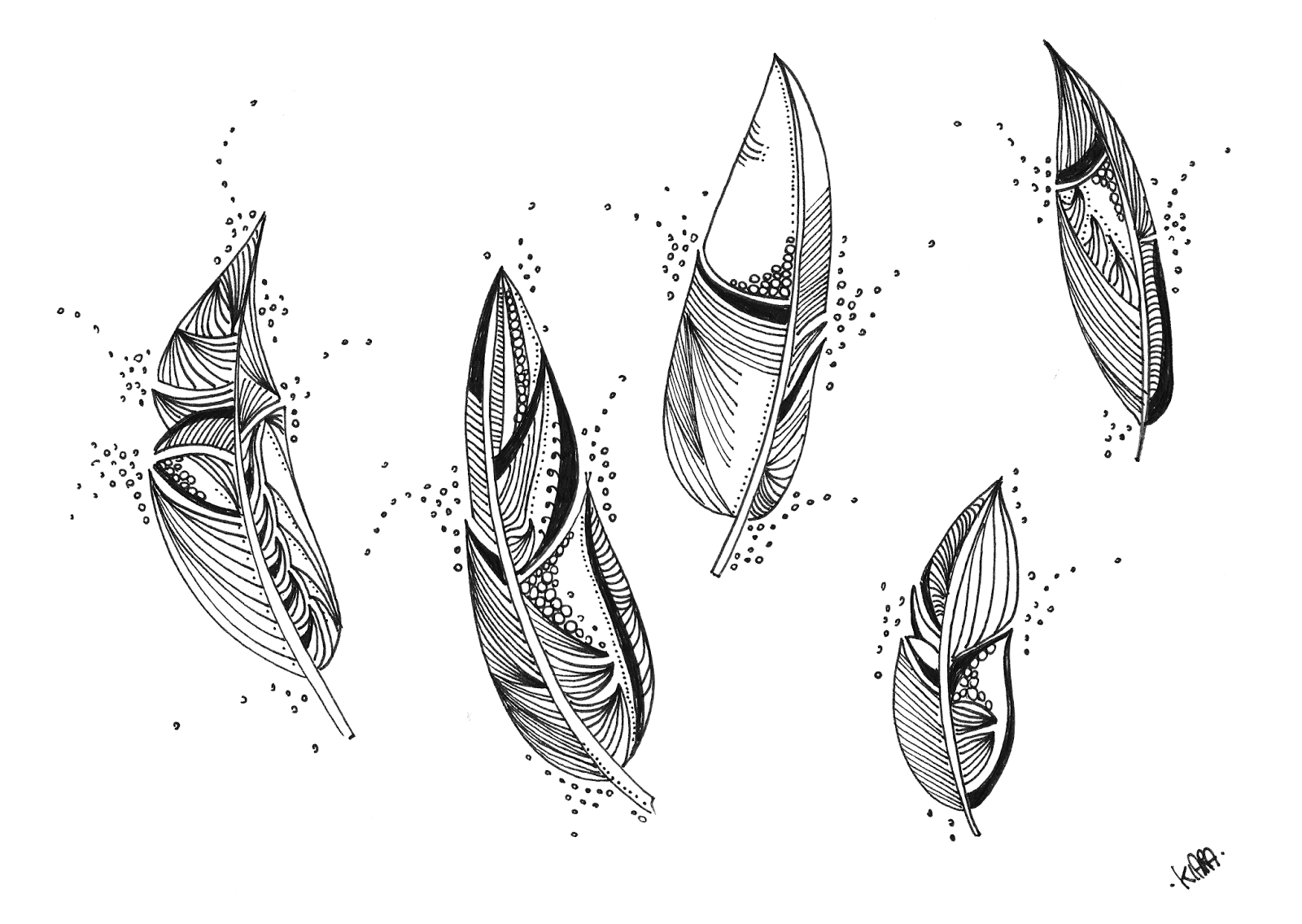 Le Creazioni di Kiara: crazy for DOODLING #8 ...FEATHERS... piume ...