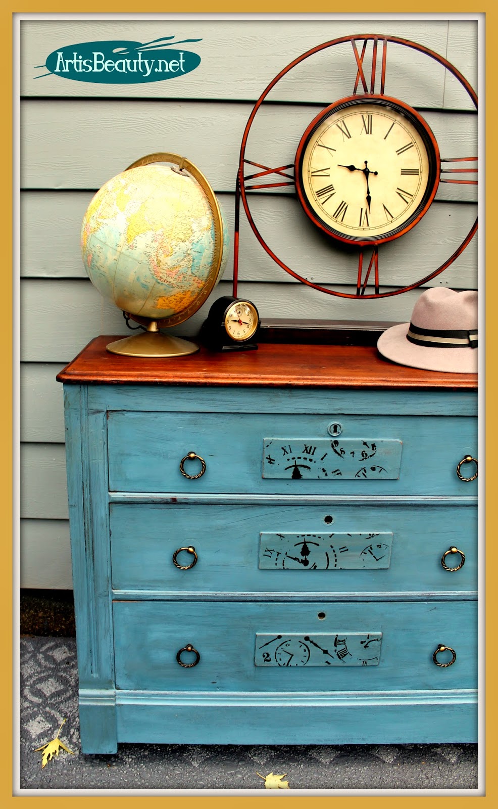 ART IS BEAUTY: ''TIME" for a Makeover. Clock Dresser Makeover
