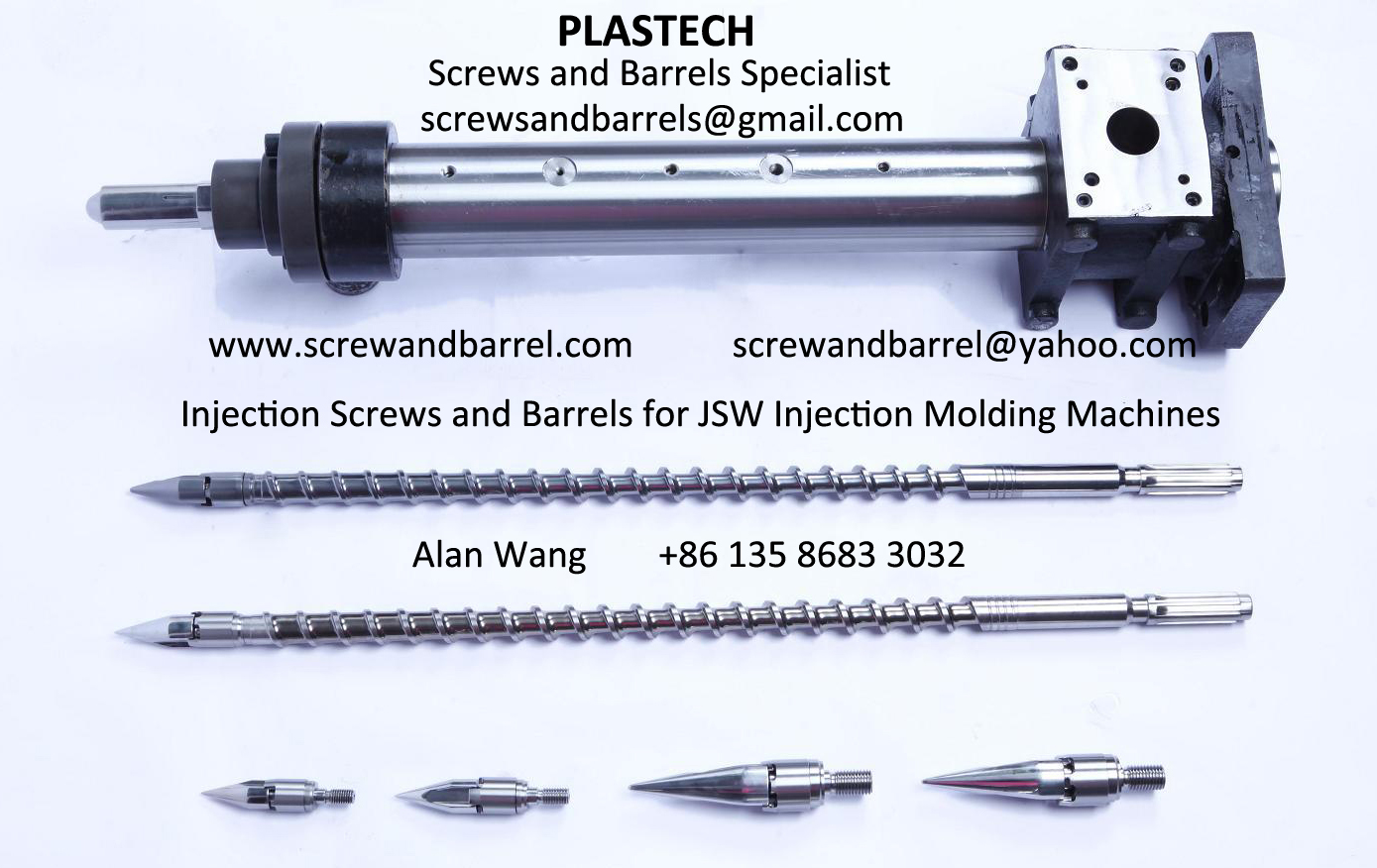 JSW injection screws, barrels, cylinders, screw tips and other front ...