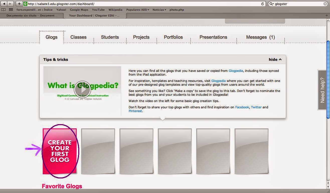 DESARROLLO CURRICULAR Y AULAS DIGITALES: Práctica 5: Glogster