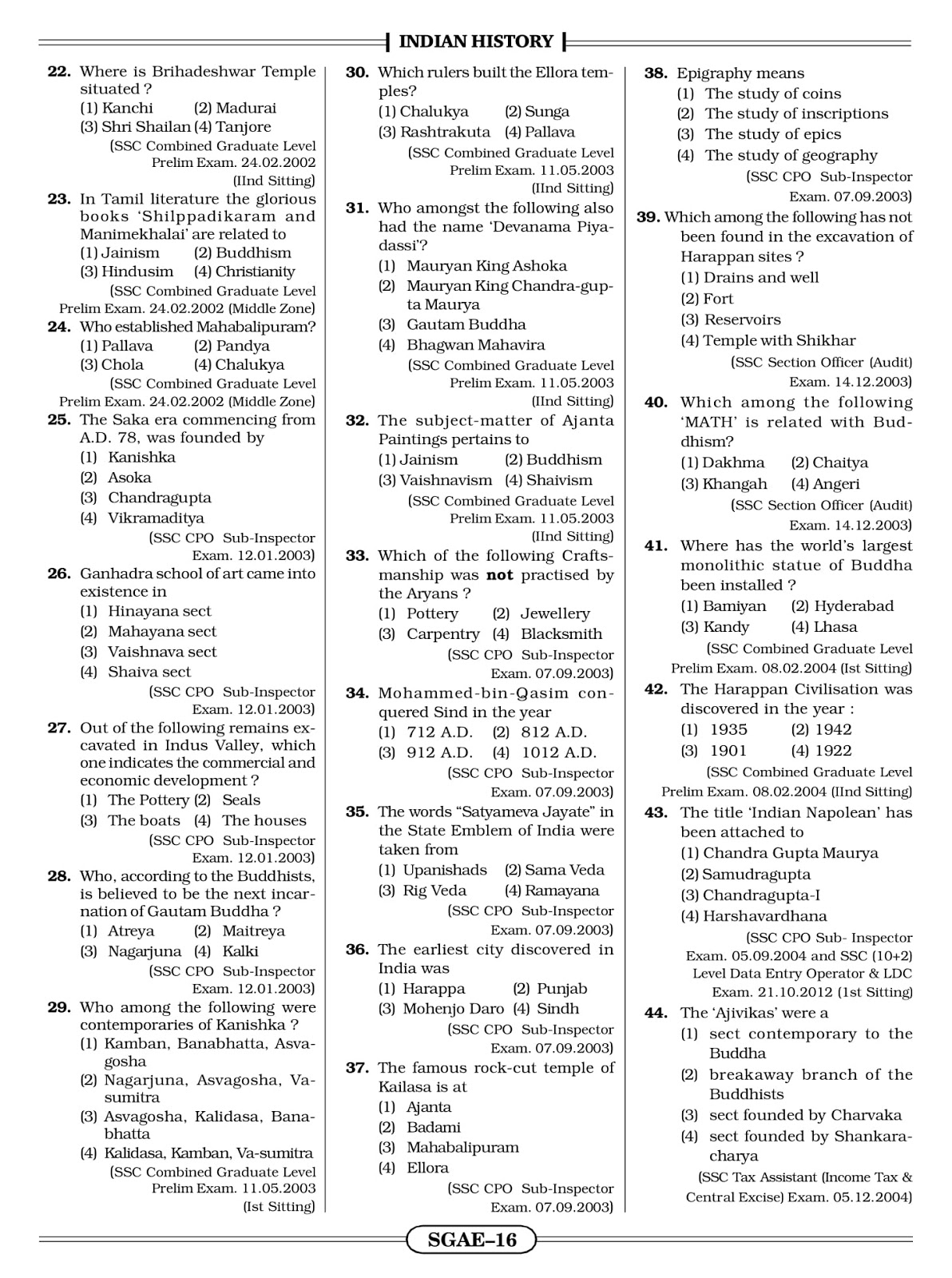 RRB NTPC / RRB JE / CDS / SSC - INDIAN HISTORY(ANCIENT HISTORY) - TOP ...