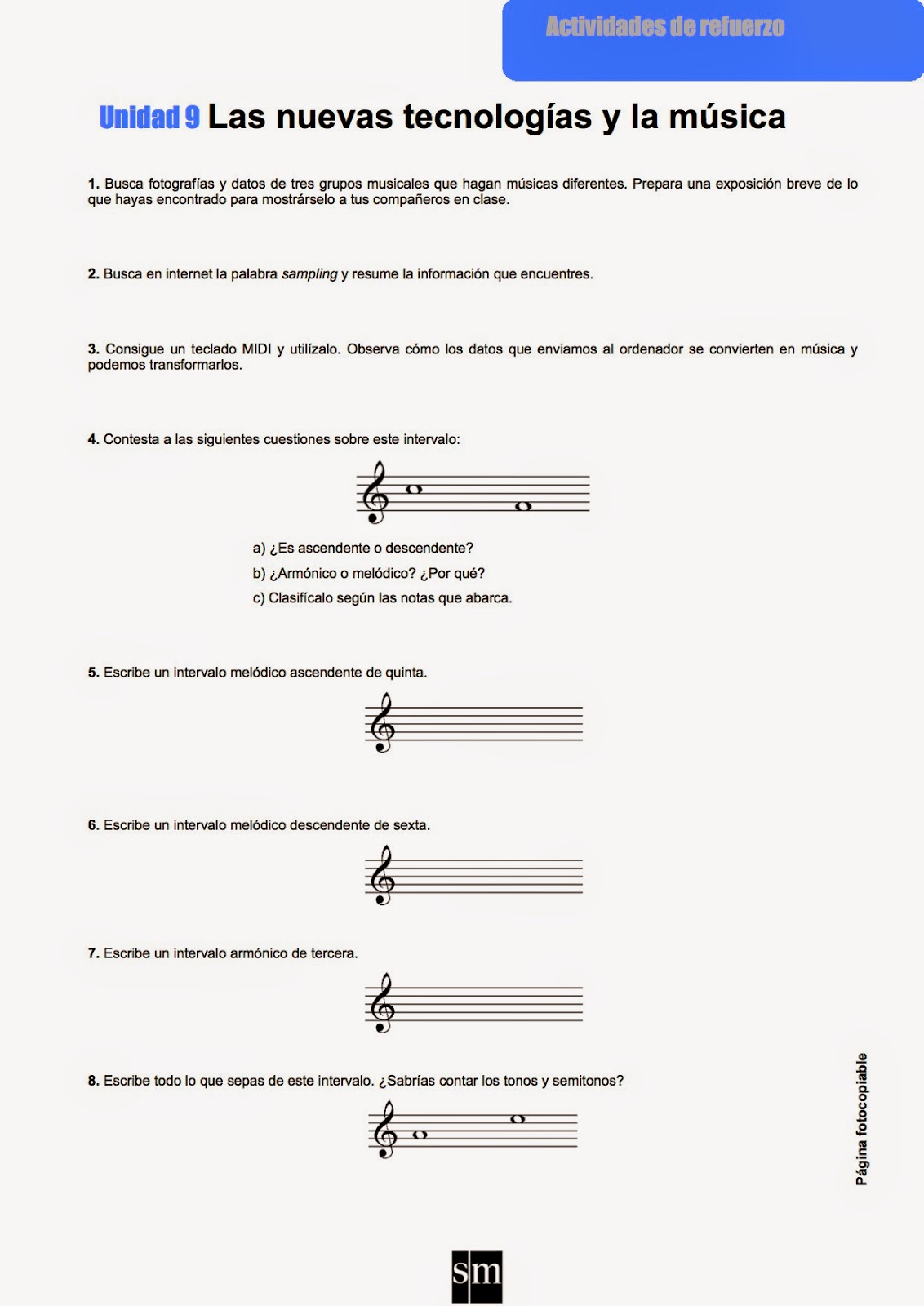 MÚSICA: Fichas refuerzo 1º ESO Tema 9