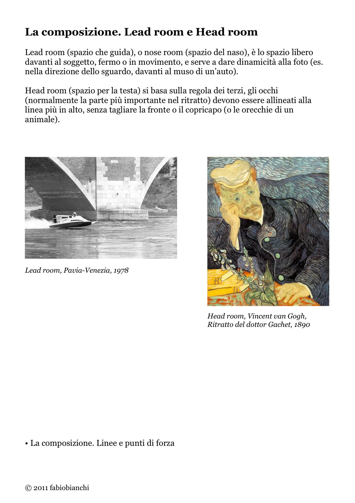 La composizione. Lead room e Head room