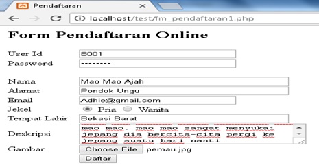 Membuat Form Input Data Dengan PHP