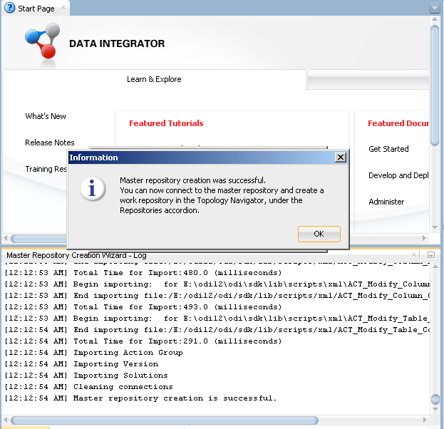 Creation of Master and Work Repository in ODI 12C & ODI 11g