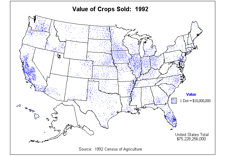 A Vagabond's Maps: Dot Distribution Map: Value of Crops