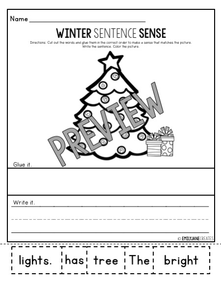 Emily Jane Creates: DECEMBER NO PREP KINDERGARTEN PACKET-OVER 100 PAGES!