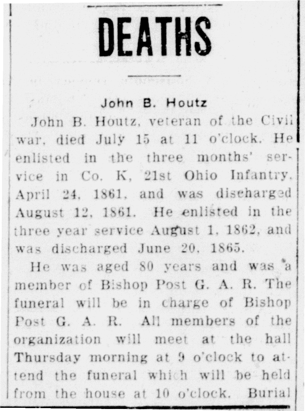 Defiance County, Ohio Genealogy: April 2017