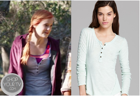 Bones: Season 9 Episode 8 Stacy's Light Blue Henley | Shop Your TV