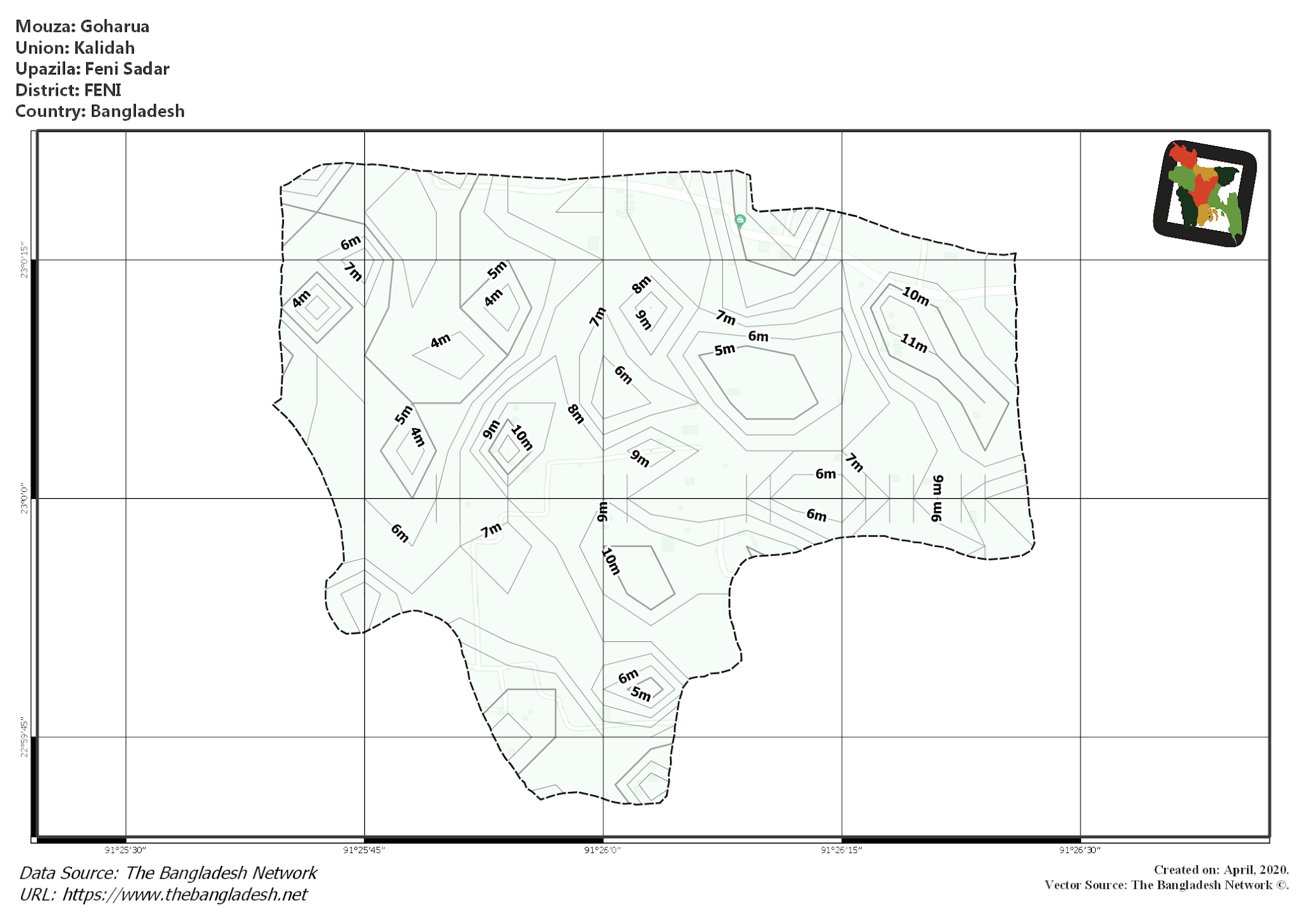 Map of Goharua Mouza, Feni Sadar, Feni