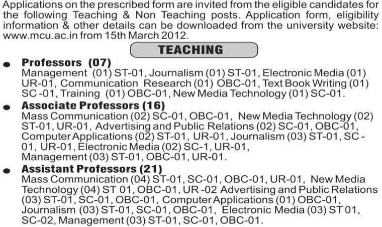 Teaching Jobs: Vacancies for Teaching posts (Assistant Professor ...
