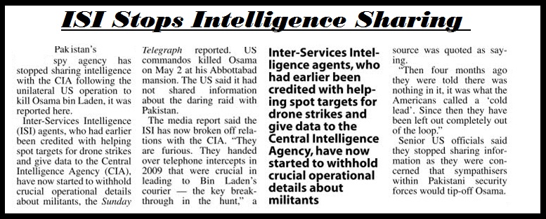 ISI Stops Intelligence Sharing with CIA | Pakistan Military Review