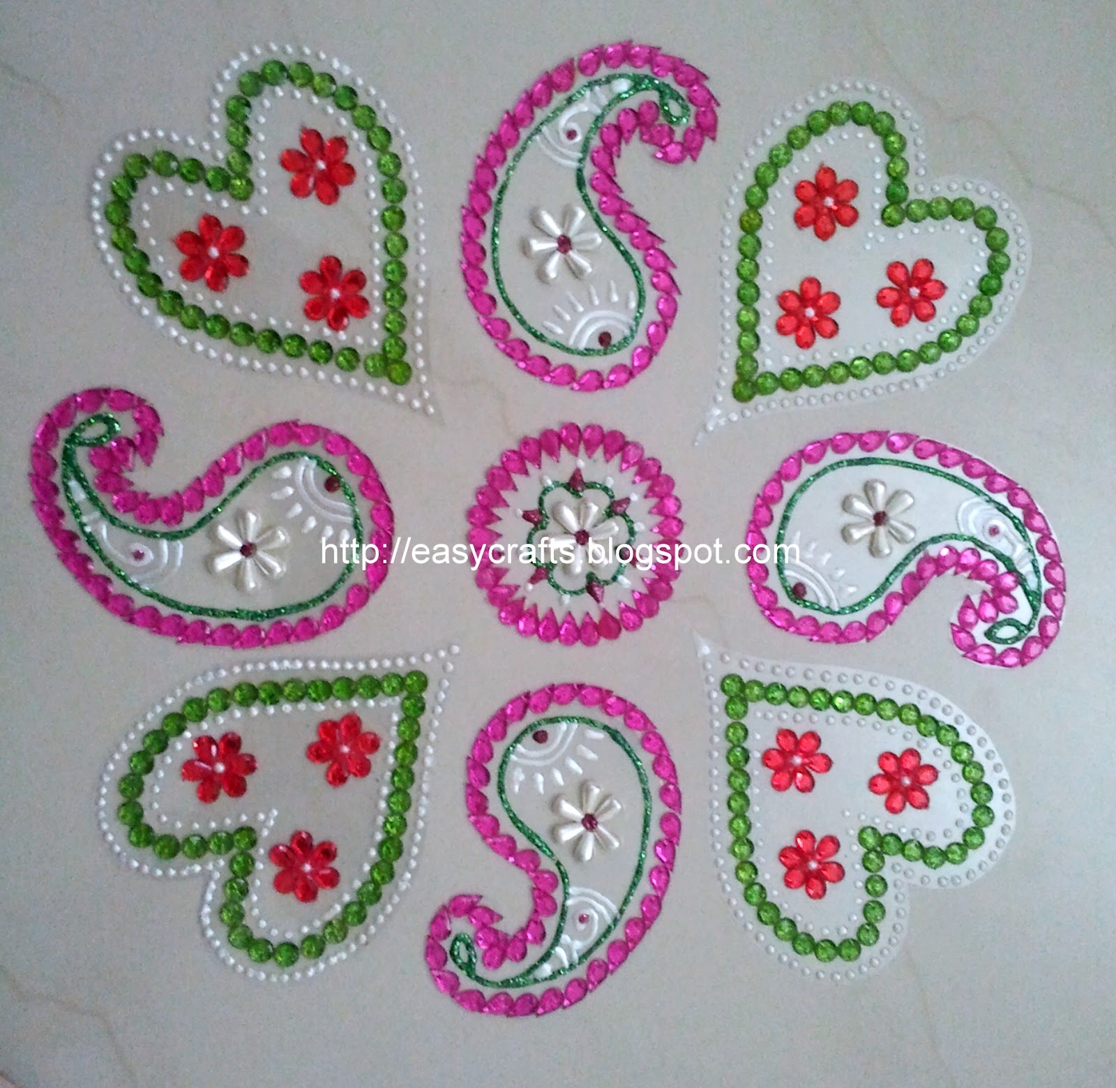 Easy Crafts - Explore your creativity: Kundan rearrangeable rangolis