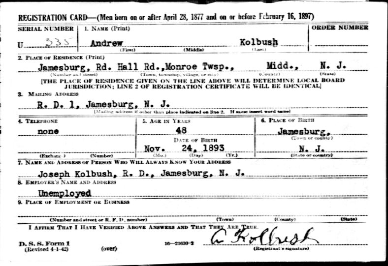 Tangled Trees: WWII Draft Registration Cards - Check both sides