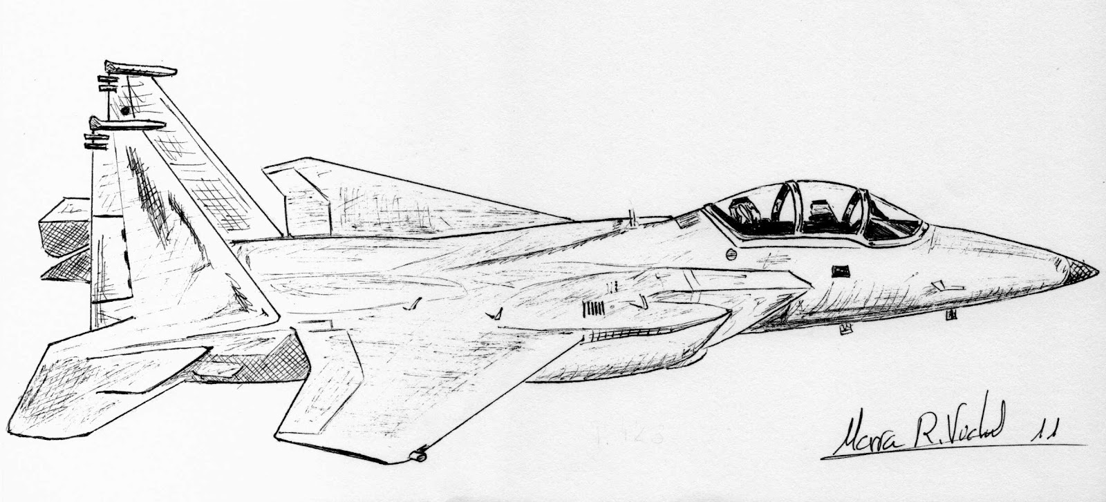 Drawings and sketches while studying: McDonnell-Douglas F-15A Eagle